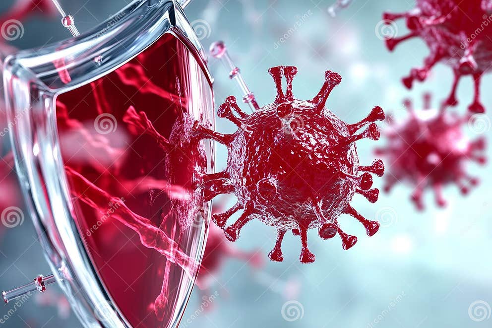 Red Shield Protecting from Virus Attack, Immune System Fighting Against ...