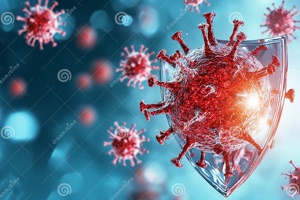 Red Shield Protecting from Virus Attack, Immune System Fighting Against ...