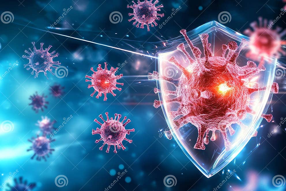 Red Shield Protecting from Virus Attack, Immune System Fighting Against ...