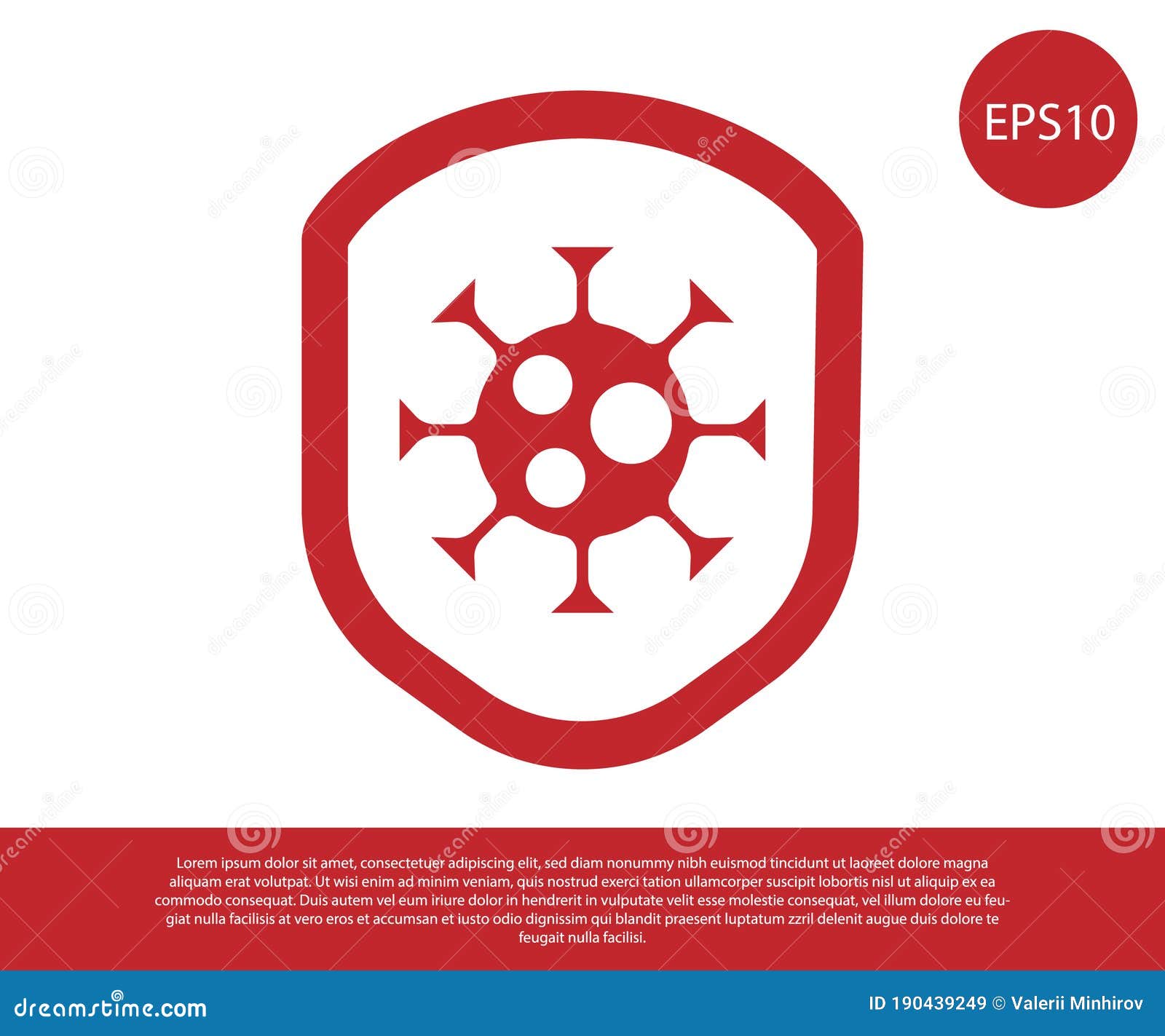 Red Shield Protecting from Virus, Germs and Bacteria Icon Isolated on ...