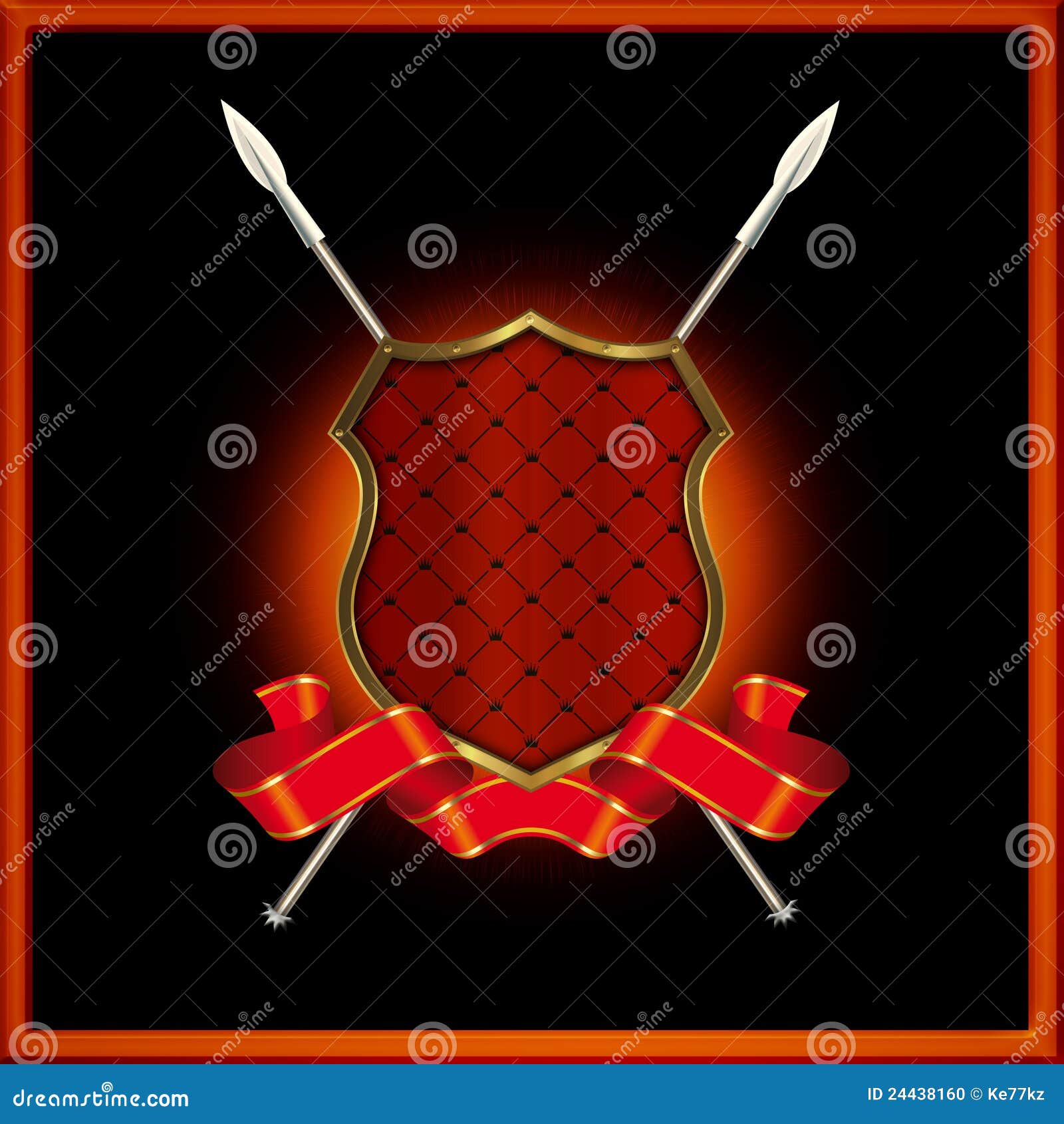 Red shield and red ribbon. stock illustration. Illustration of pattern ...