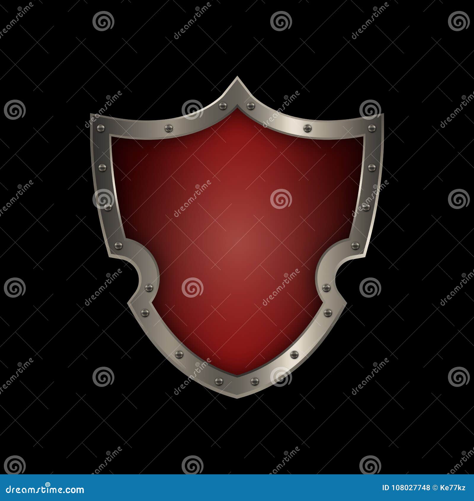 Red Shield with Silver Riveted Border. Stock Illustration ...