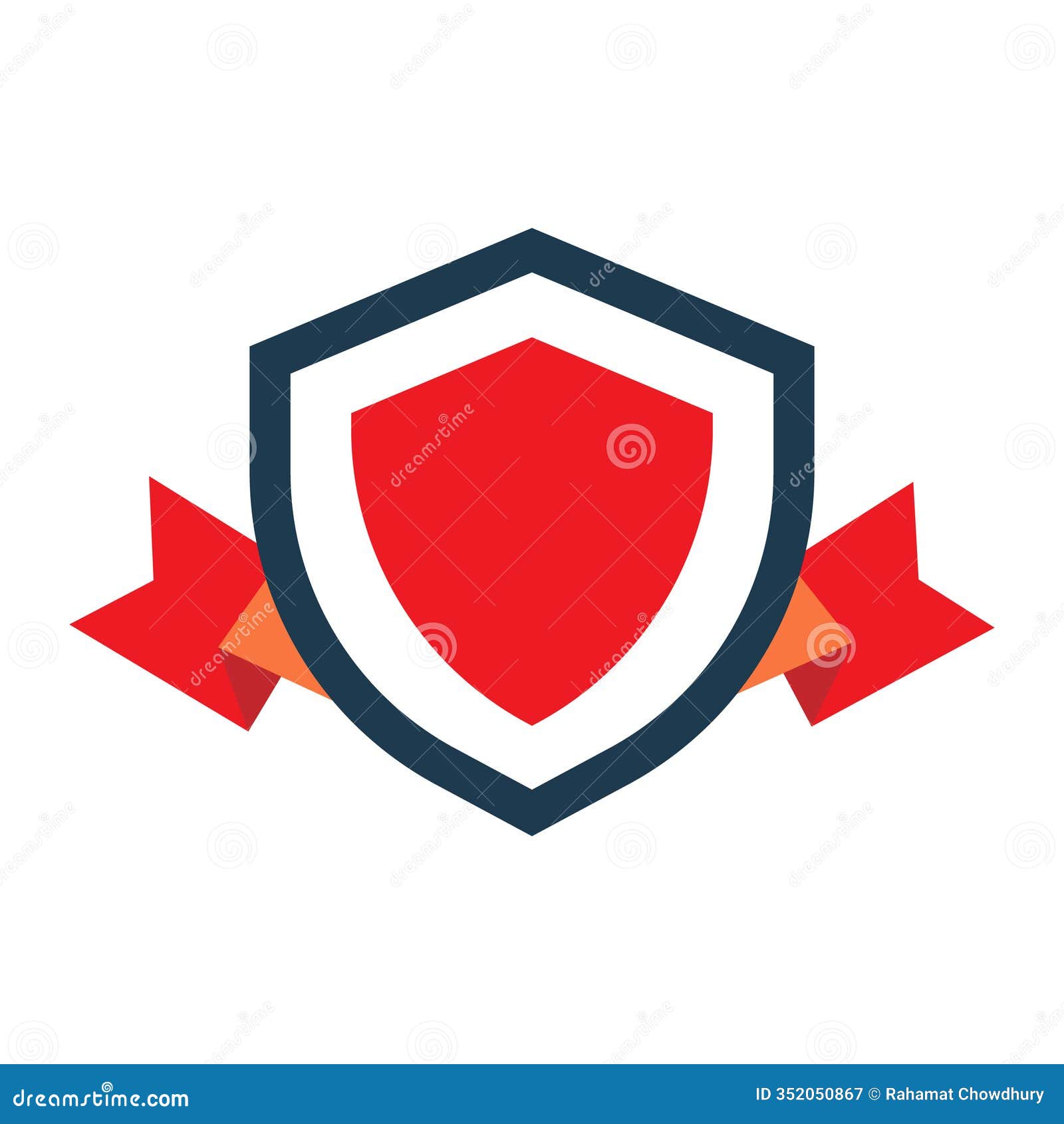 Red Shield Vector Icon with Ribbon Banner for Emblem or Security Symbol ...