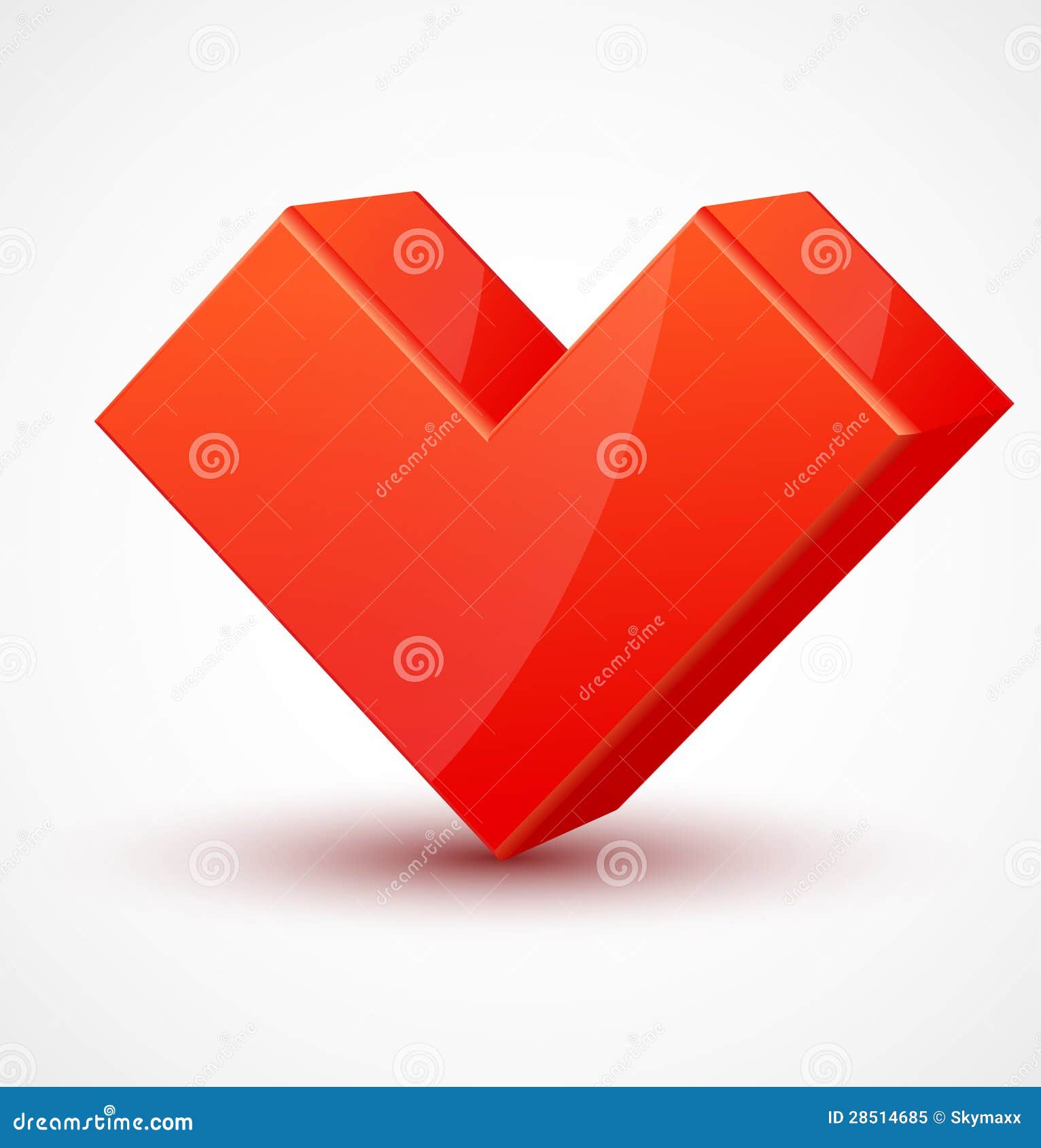 Red shiny 3d cubic heart stock vector. Illustration of card - 28514685