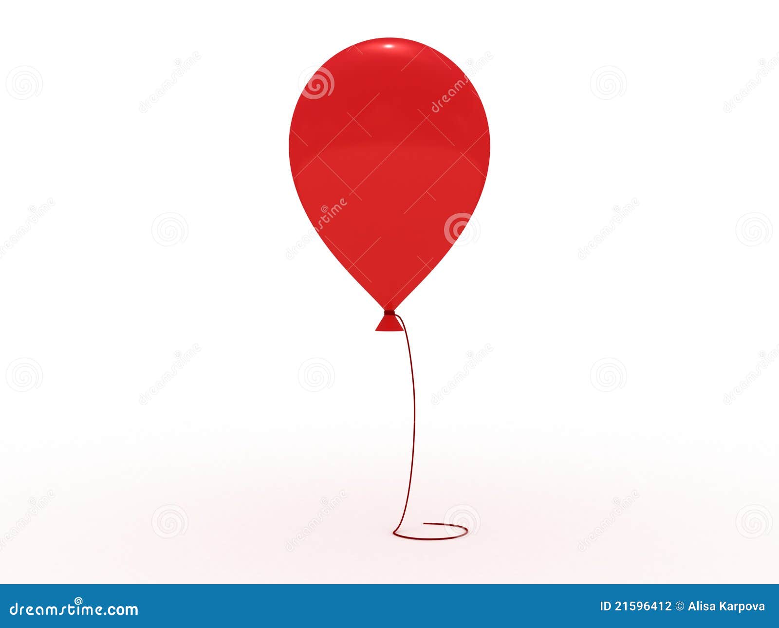 Red Shiny Baloon with Rope on White Stock Illustration - Illustration ...