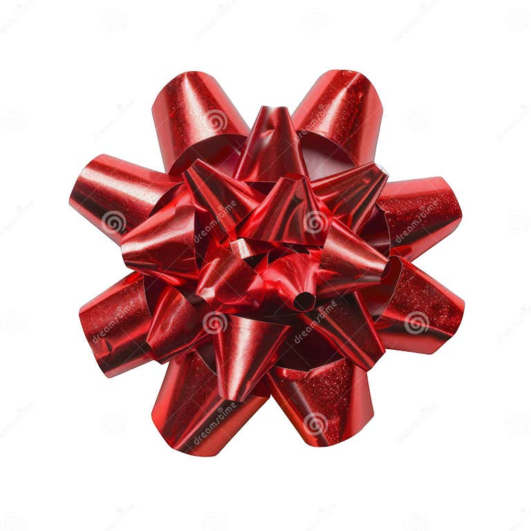 Red Shiny Bow with Glittering Texture on White Background Stock ...