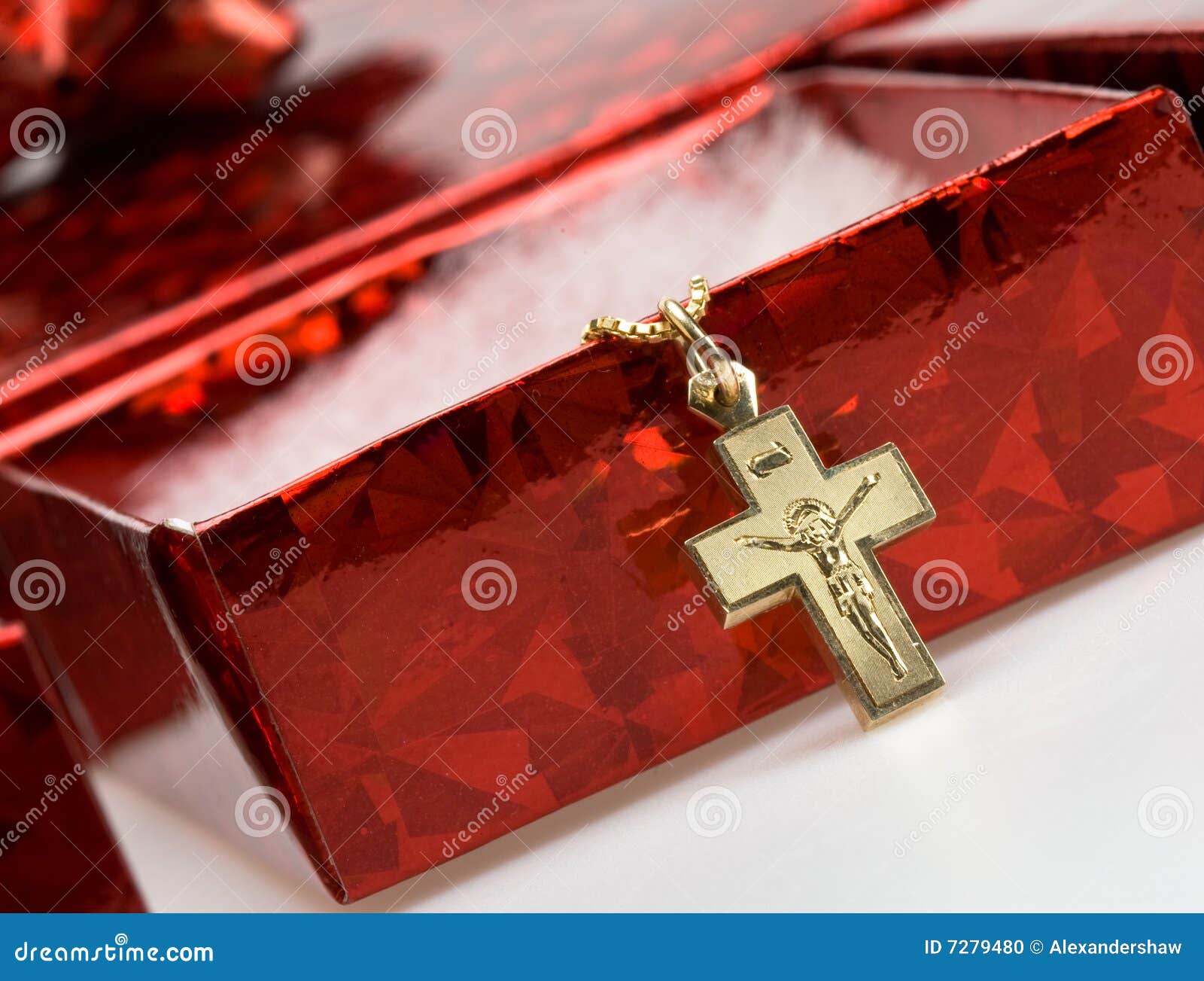 Red Shiny Box with Cross on Chain Stock Photo - Image of shiny ...