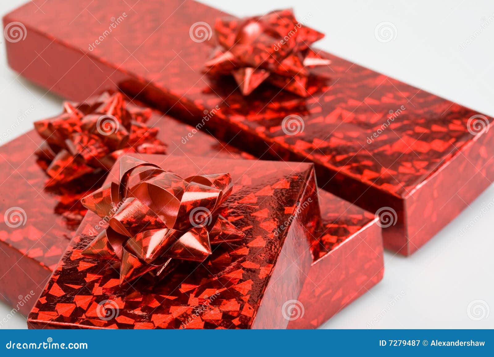 Red Shiny Boxes with Red Ribbons Stock Image - Image of open, three ...