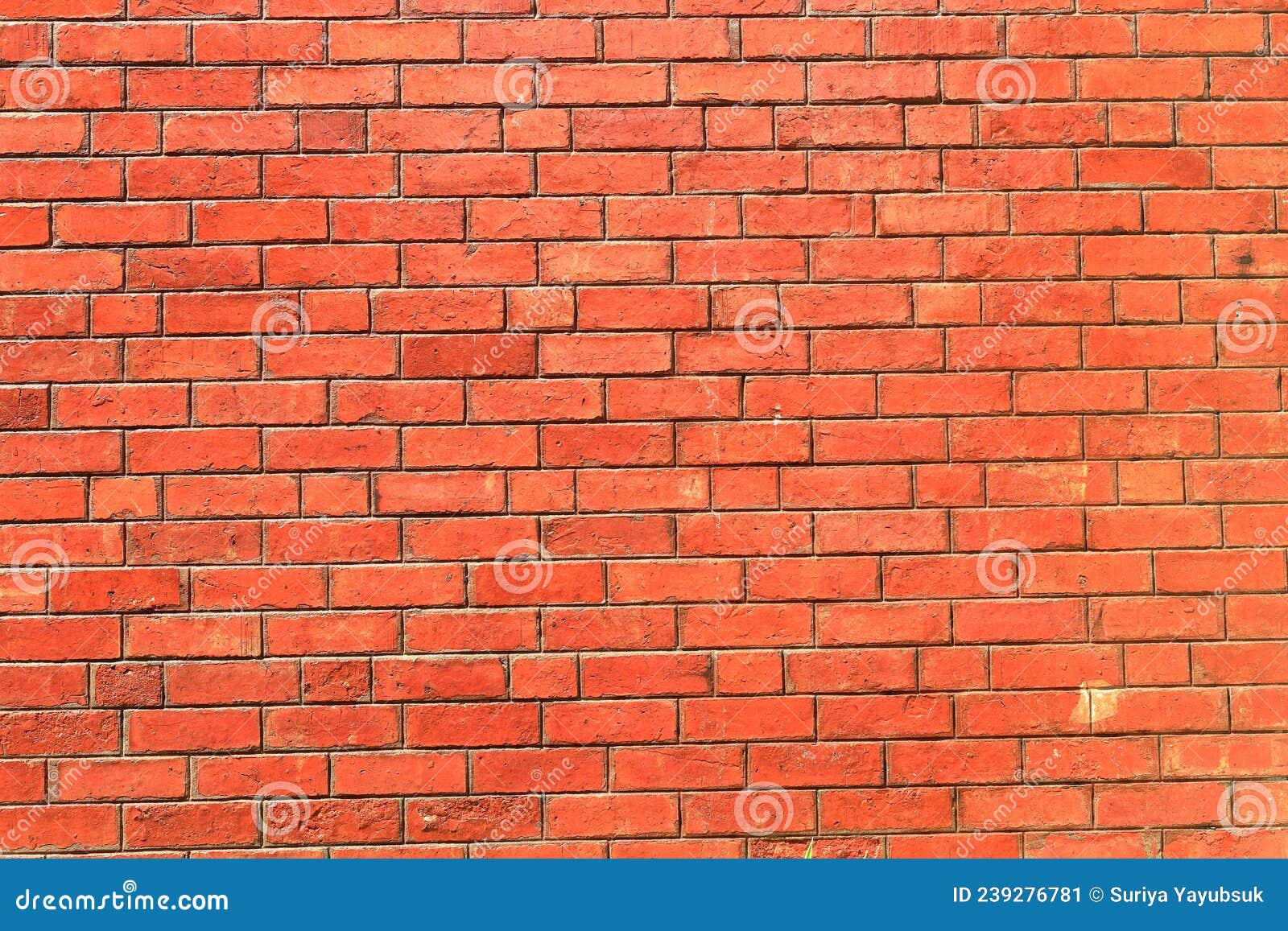 Red Shiny Brick Wall, Wide Panorama of Masonry. Stock Image - Image of ...