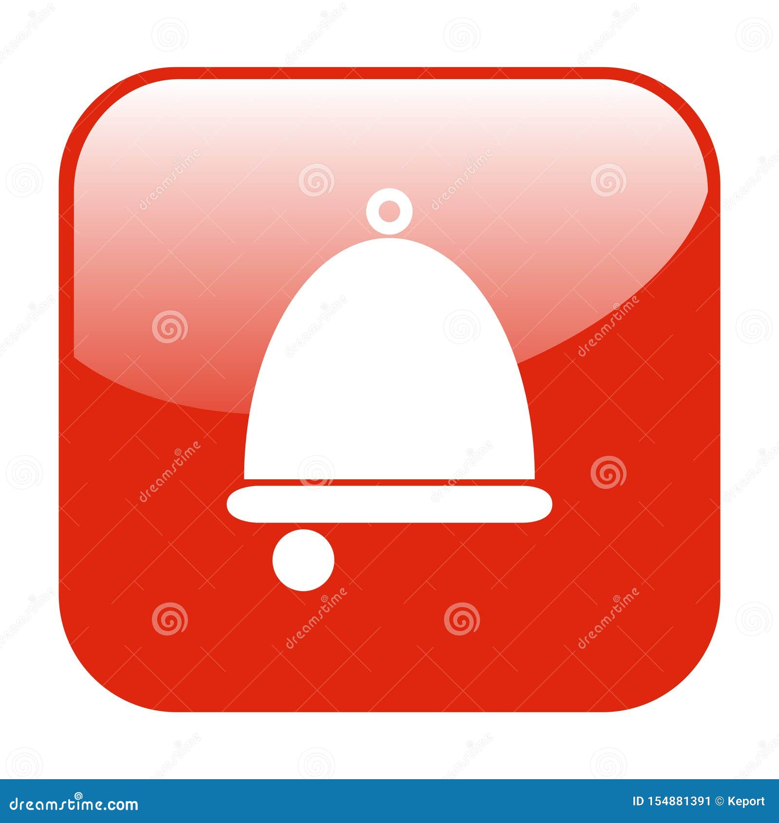 Red Shiny Button: Bell Symbol for Notification or Alarm Stock ...