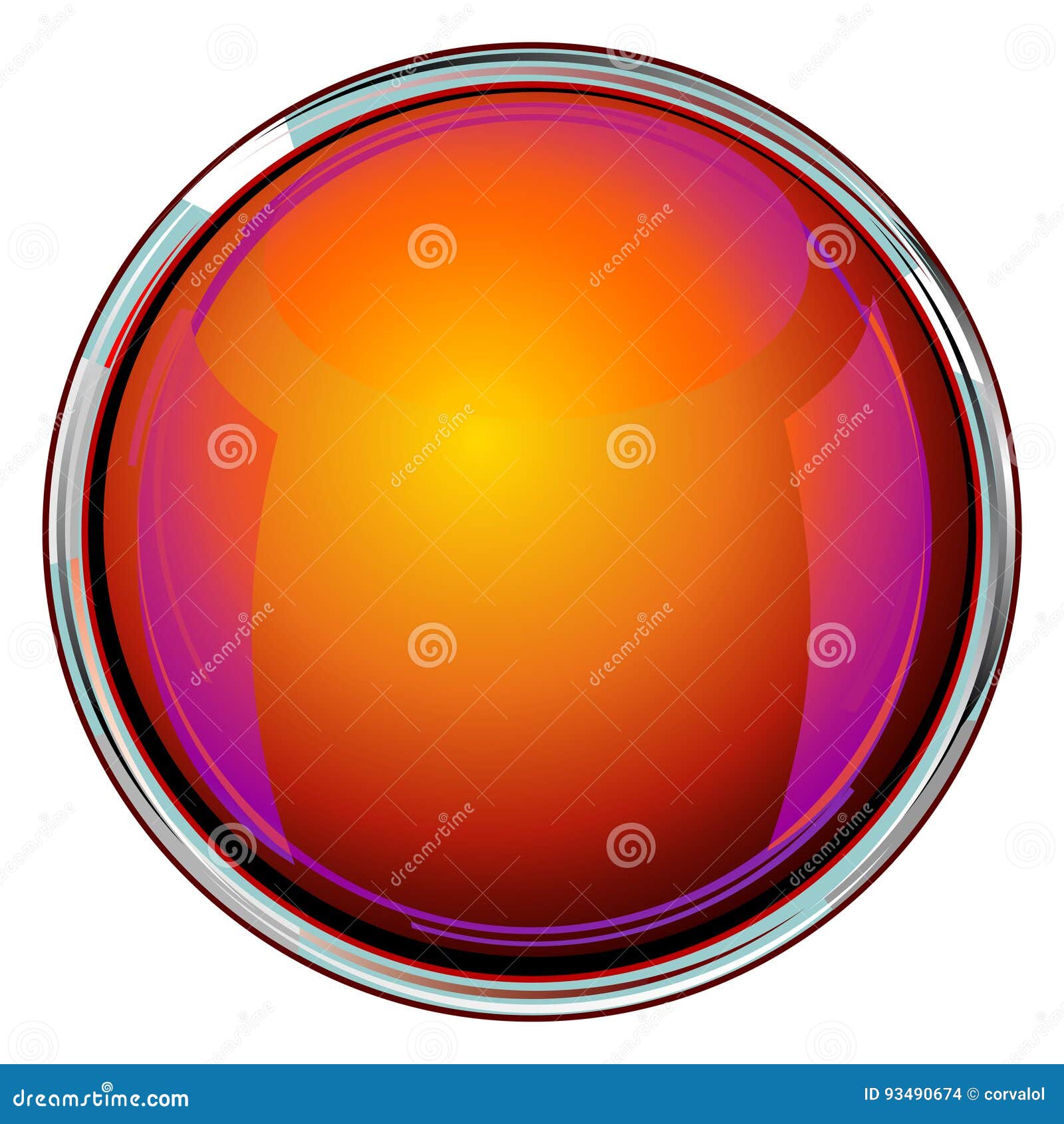 Red Shiny Button with Metallic Elements, Vector Design for Website ...
