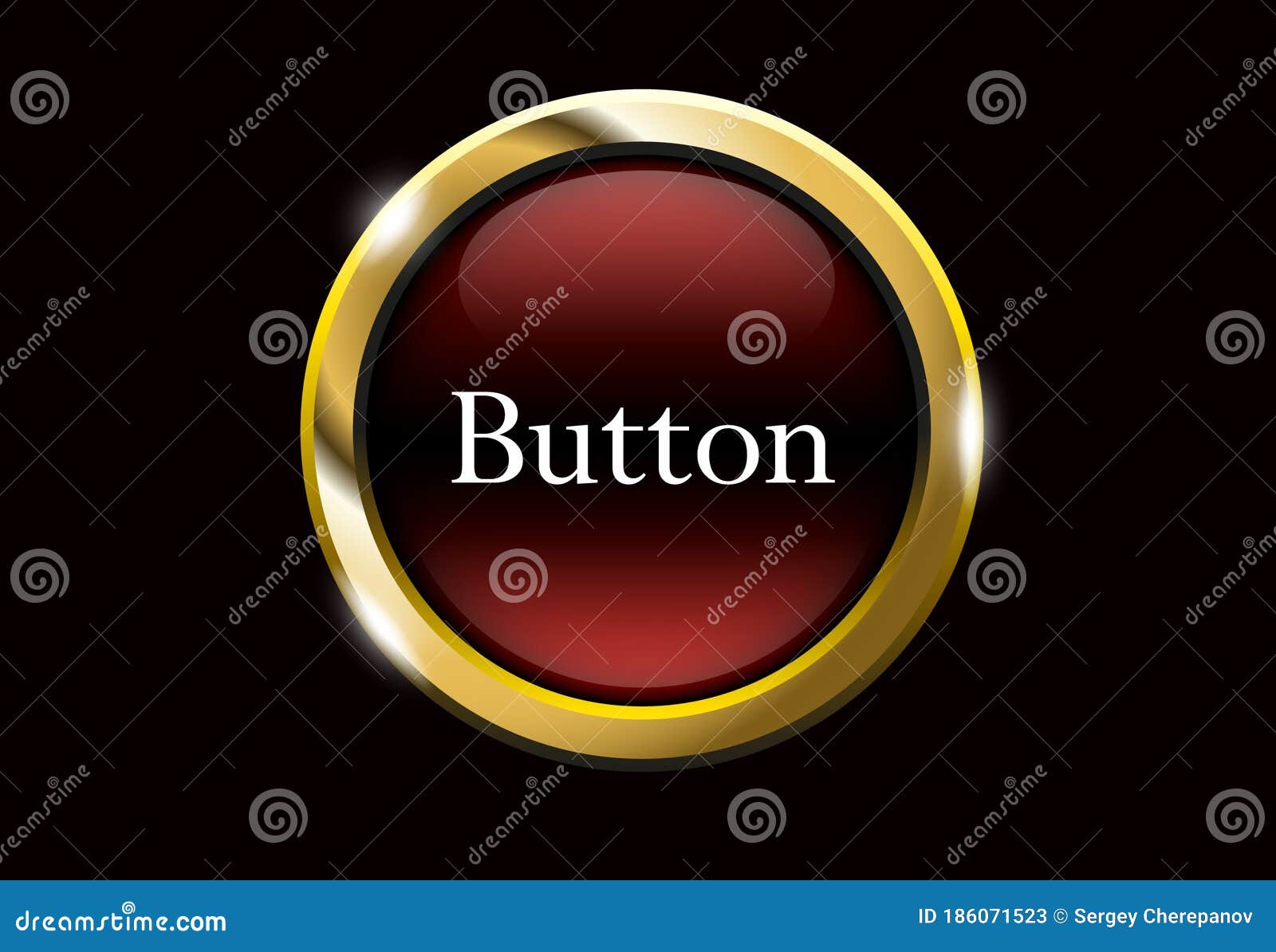 Red Shiny Button with Metallic Elements Stock Vector - Illustration of ...