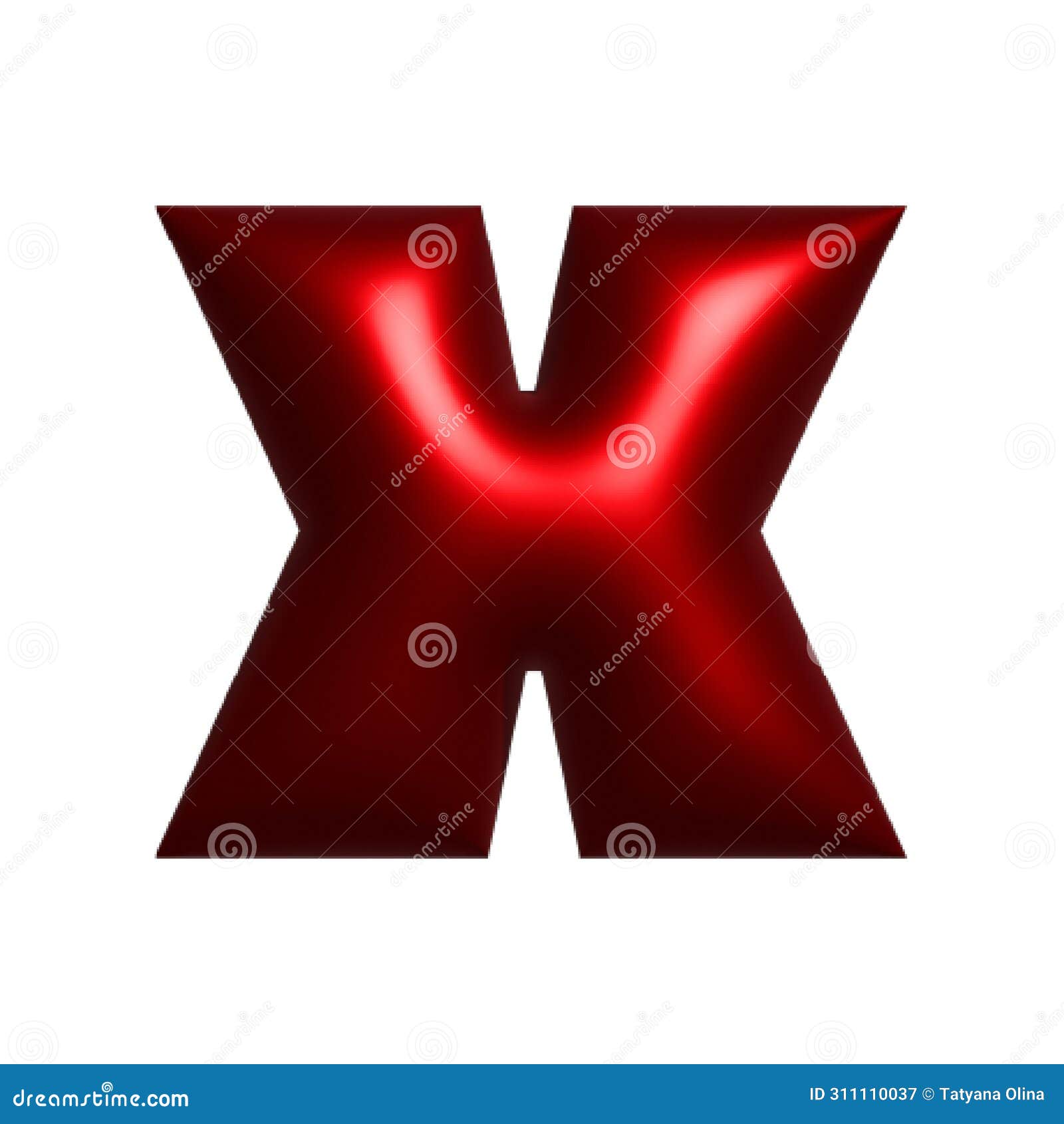 Red Metal Shiny Reflective Letter X 3D Illustration Stock Illustration ...