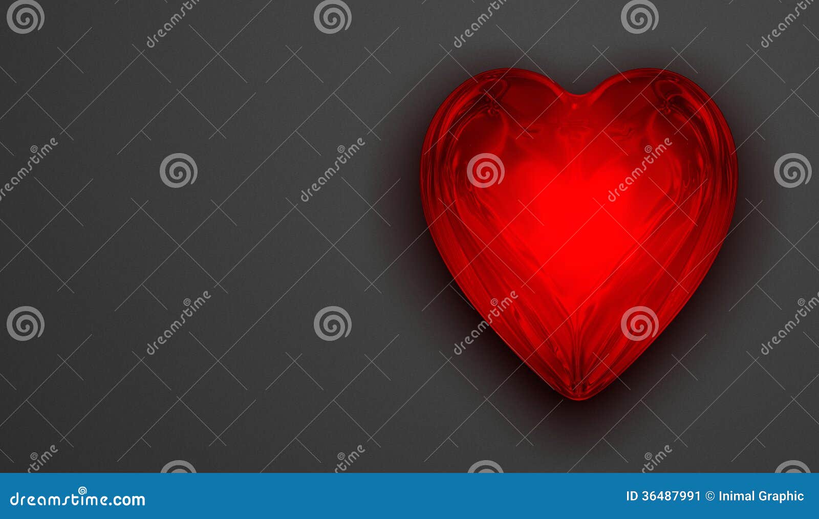 Red Shiny Reflective Glass Heart on Grey Background Stock Illustration ...
