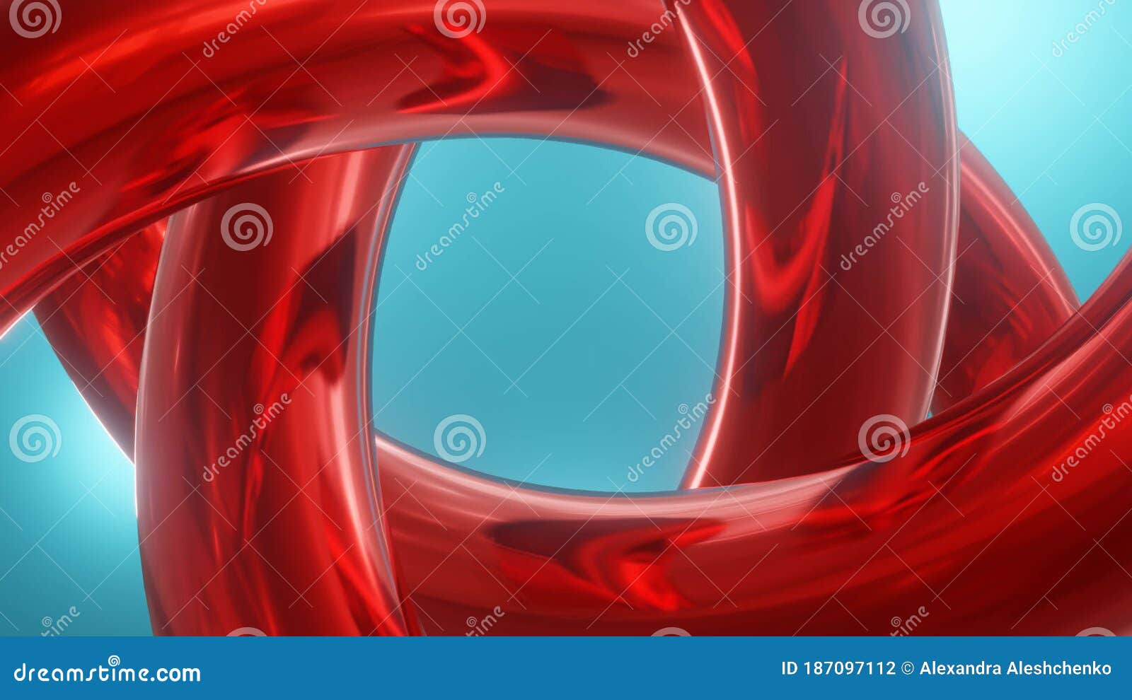 Red Shiny Torus Knot Rotating on a Blue Background. Seamless Looping ...