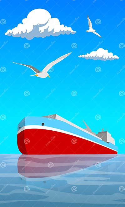 Red Ship stock vector. Illustration of vector, travelling - 2554672