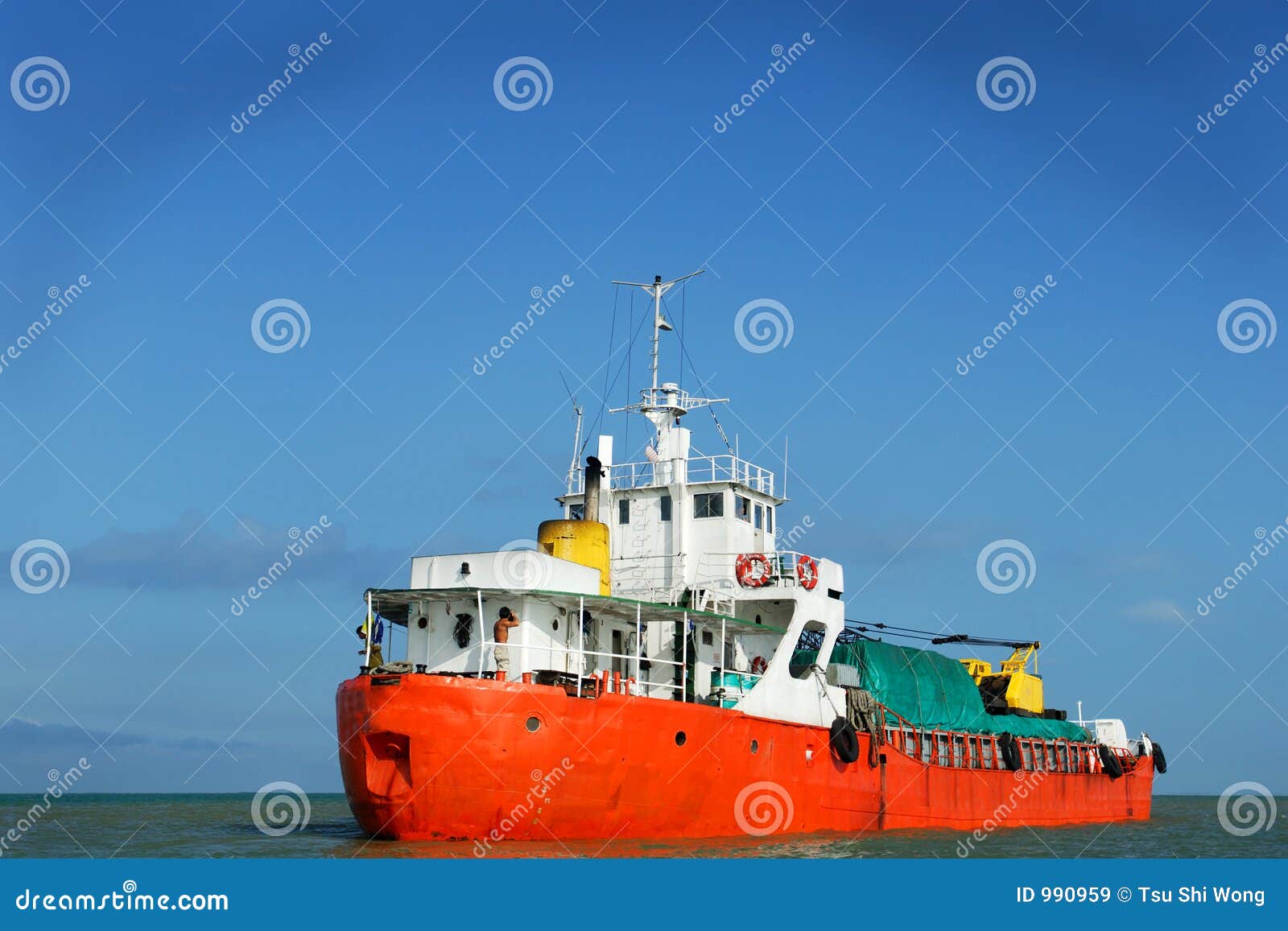 Red ship stock image. Image of lifeboat, steel, tanker - 990959