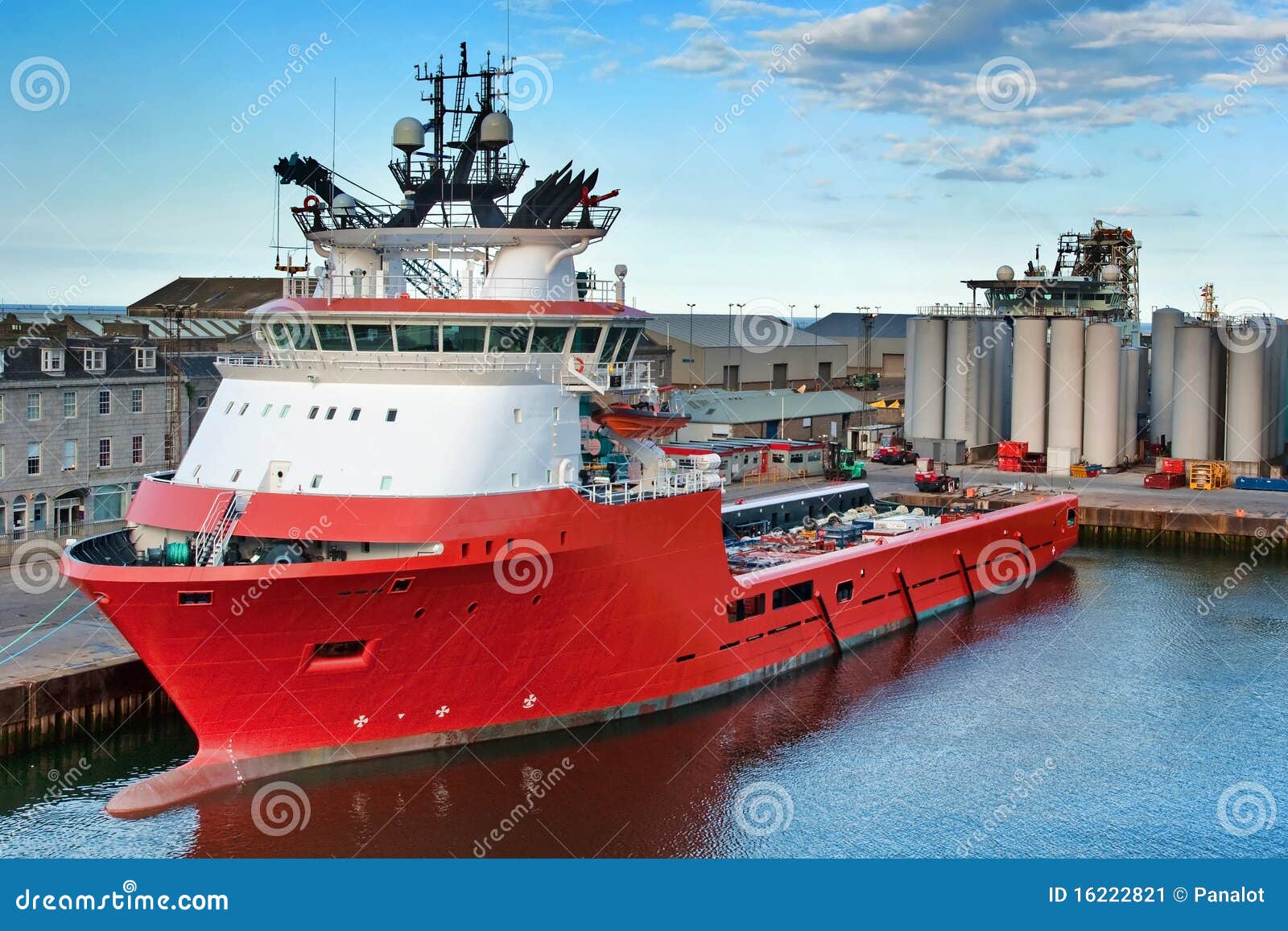 Red Ship in Port stock image. Image of supply, vessel - 16222821