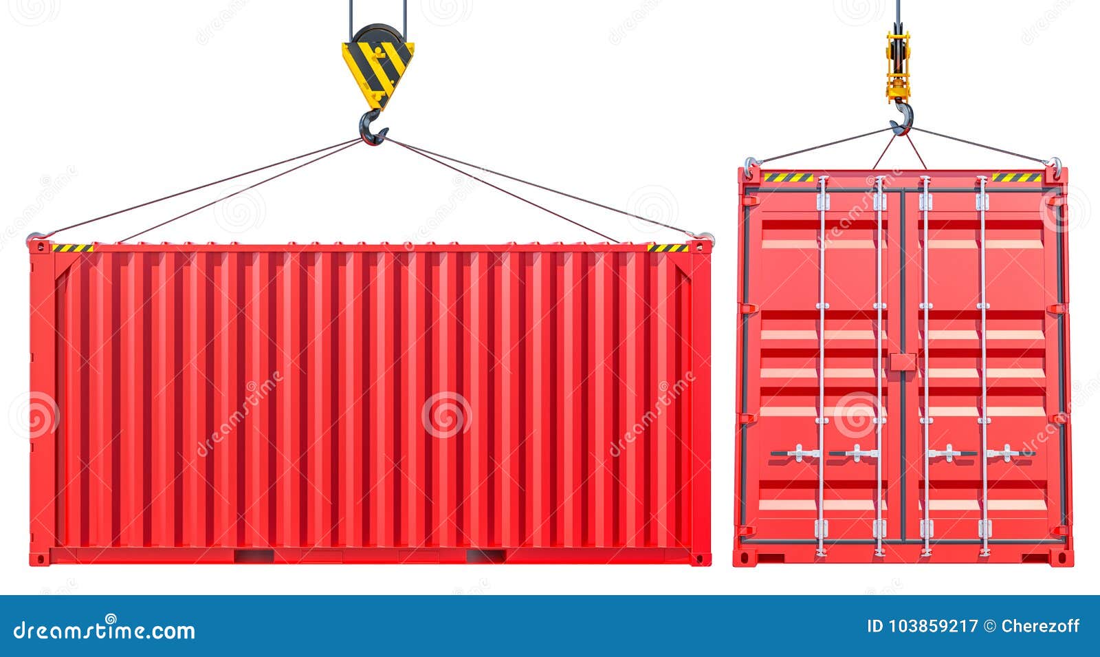 Red Shipping Cargo Container with Hook Stock Illustration ...