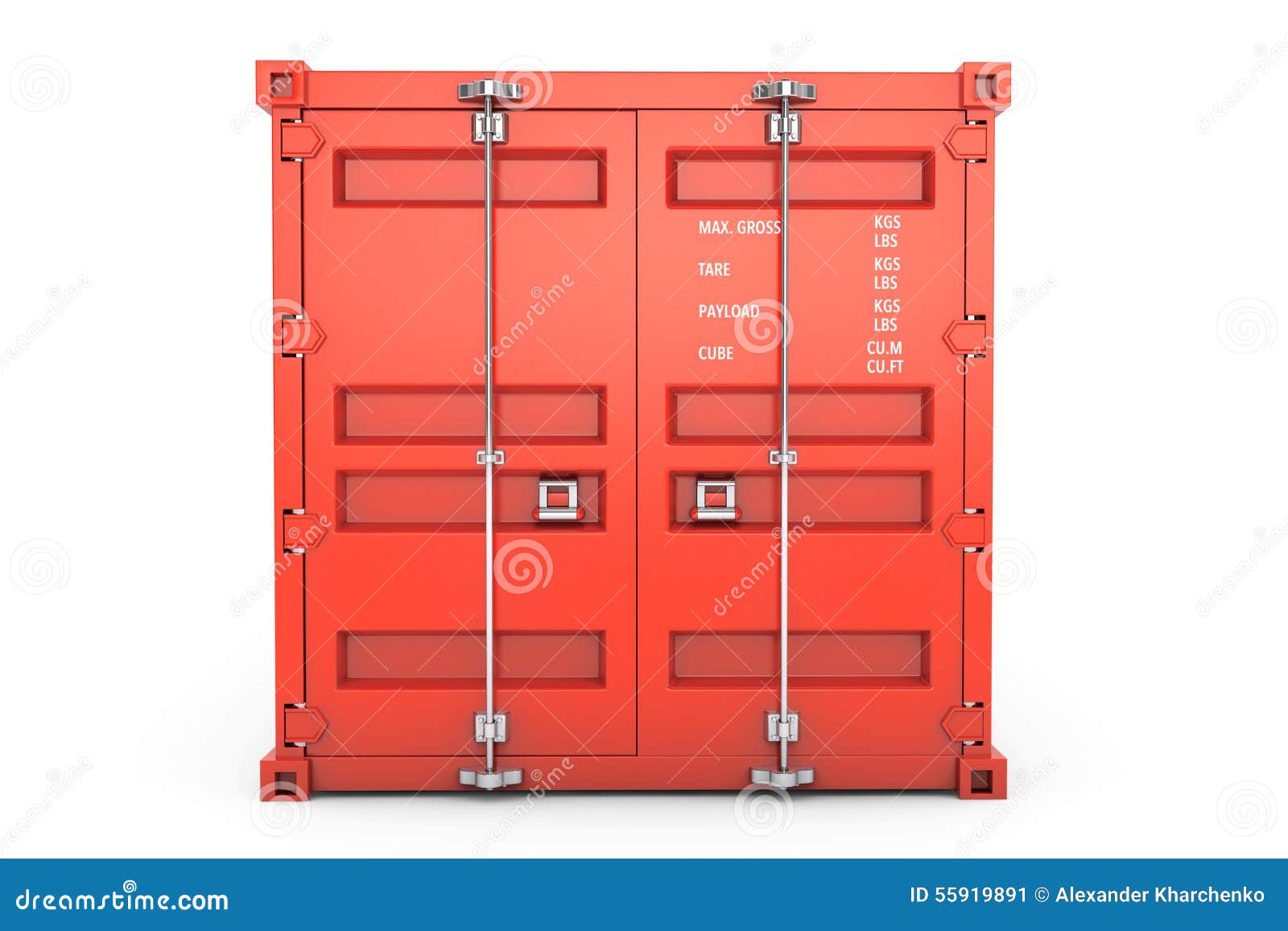 Red Shipping Container. 3d Rendering Stock Illustration - Illustration ...