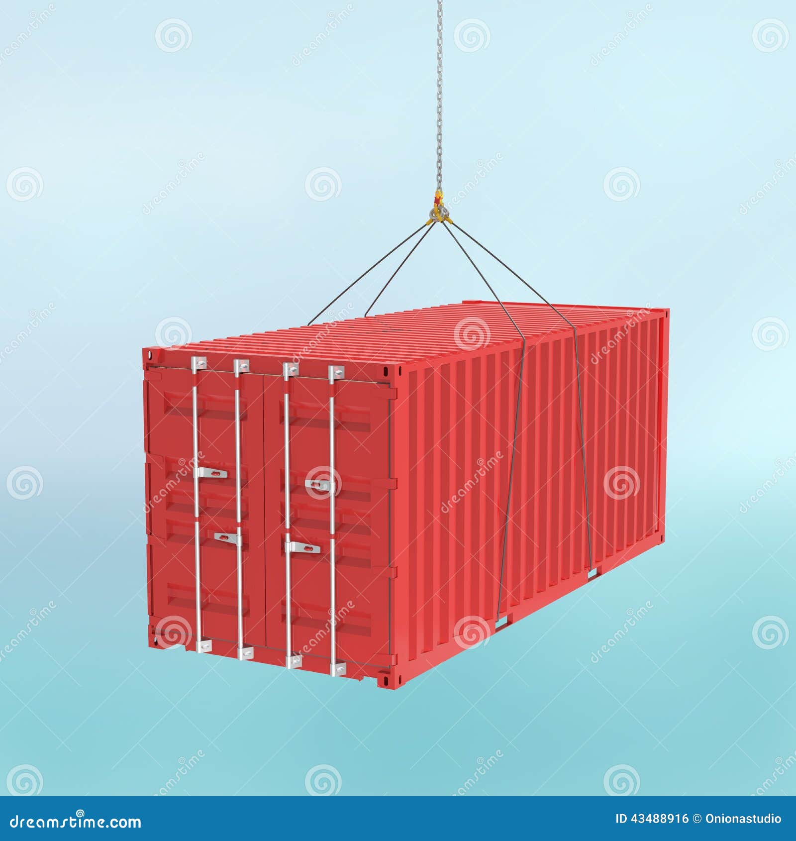 Red Shipping Container on the Hook - Cutting Path Stock Illustration ...