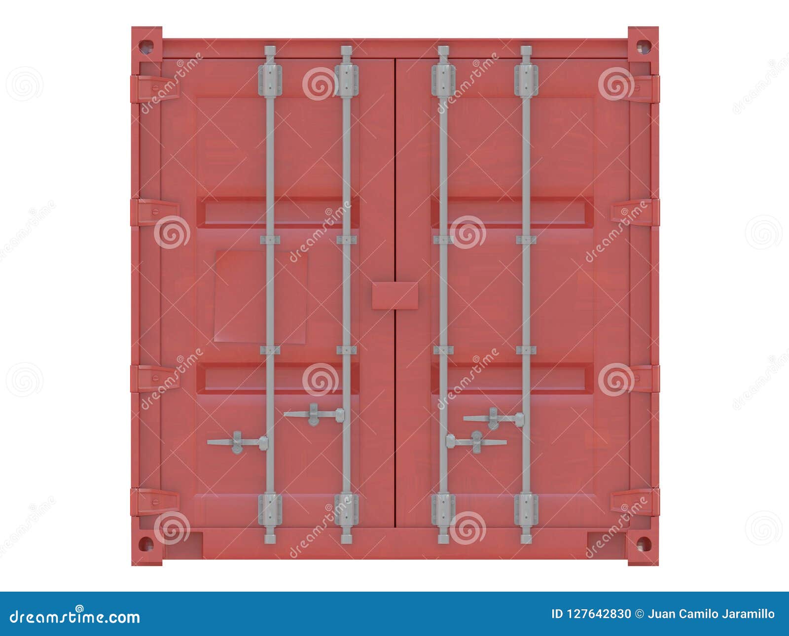 Red Shipping Container Isolated Point of View on a White Background 3d ...