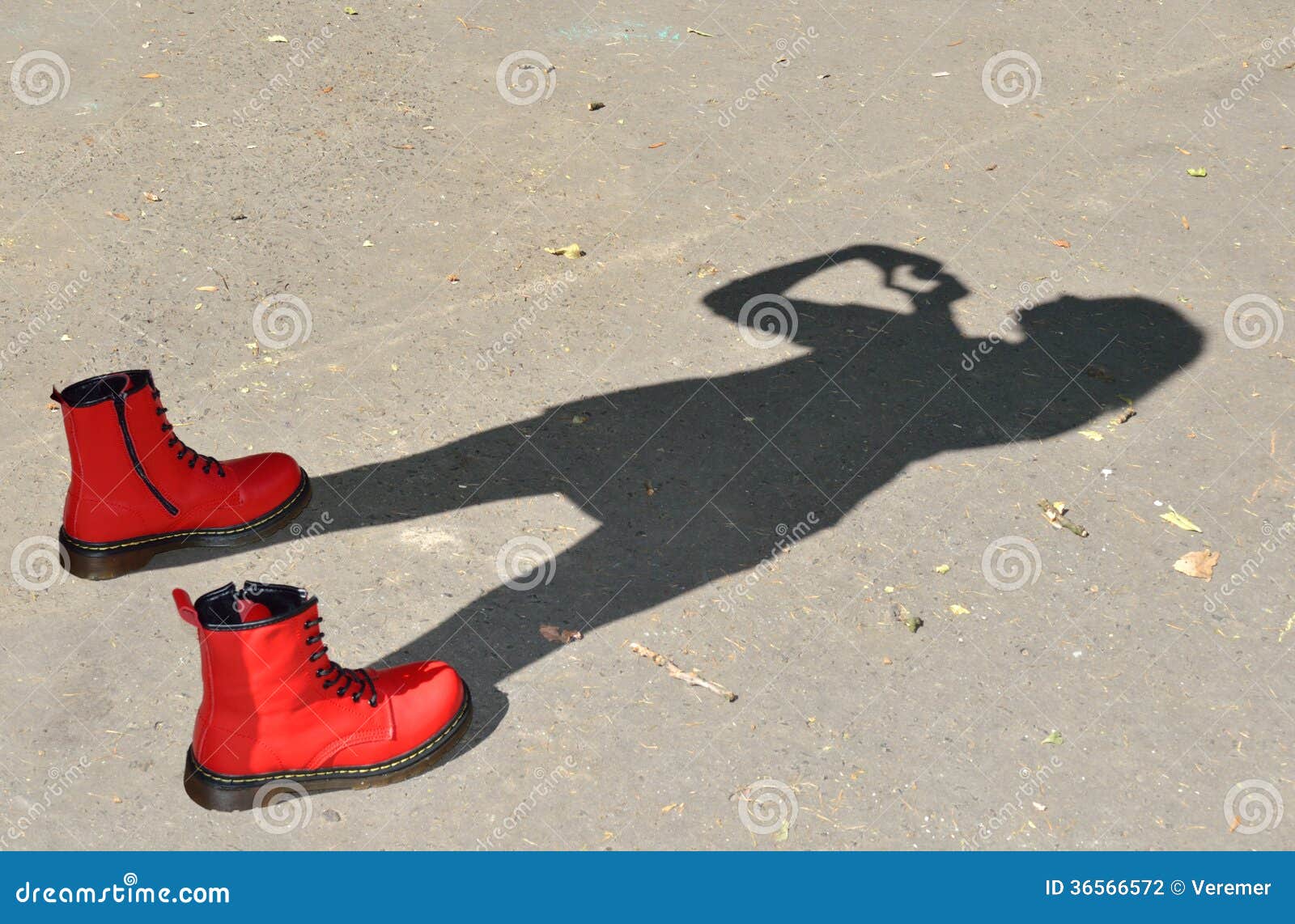 Red shoes and child shadow stock photo. Image of recreate - 36566572