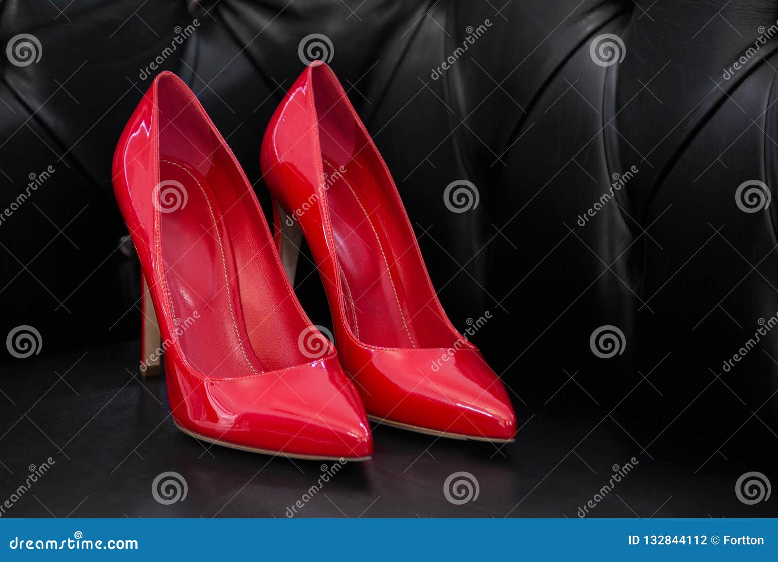 A Pair of Red Patent Leather Shoes Stock Photo - Image of femininity ...