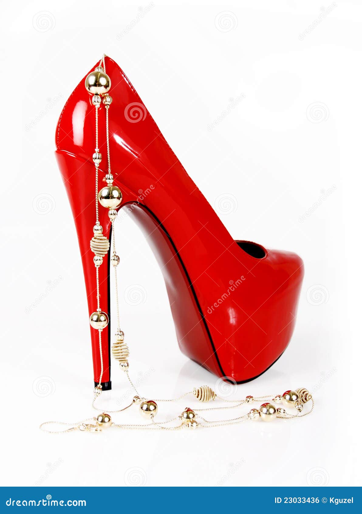Red Shoes and Gold Necklace Stock Photo - Image of open, ladies: 23033436