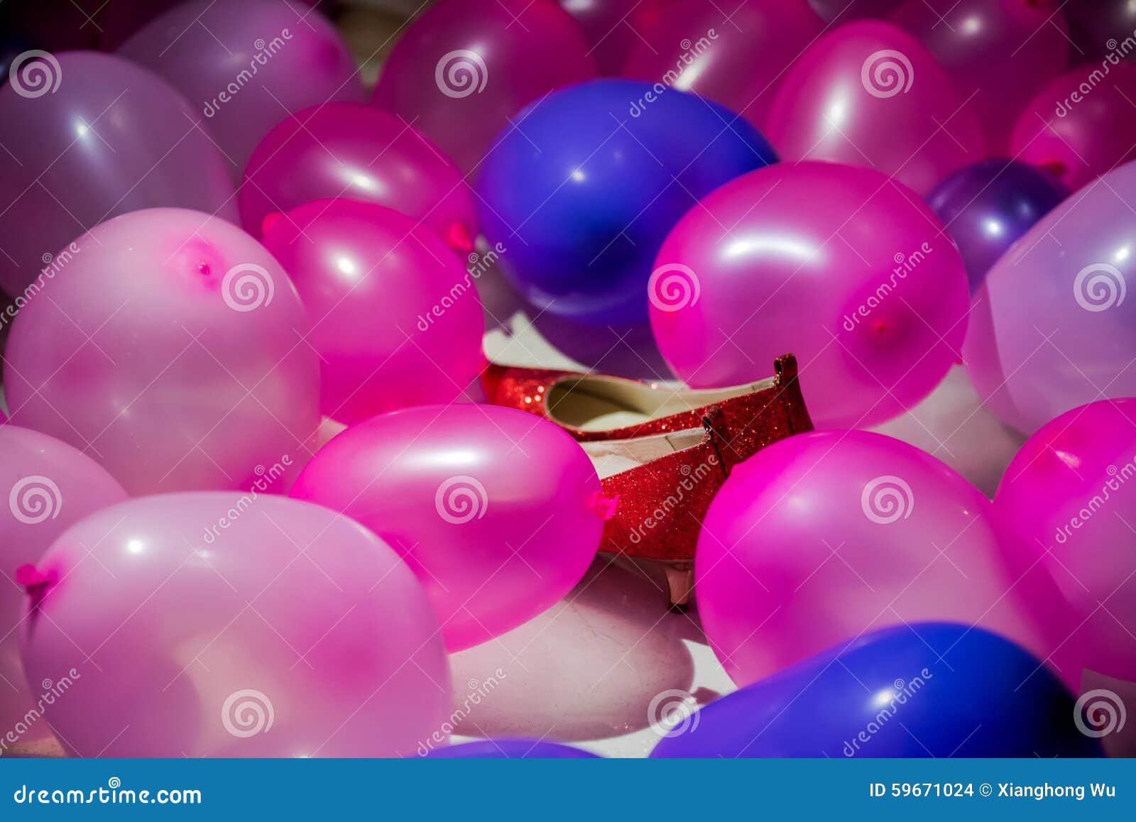 Red Shoes Hidden in Balloons Background Stock Photo - Image of cute ...