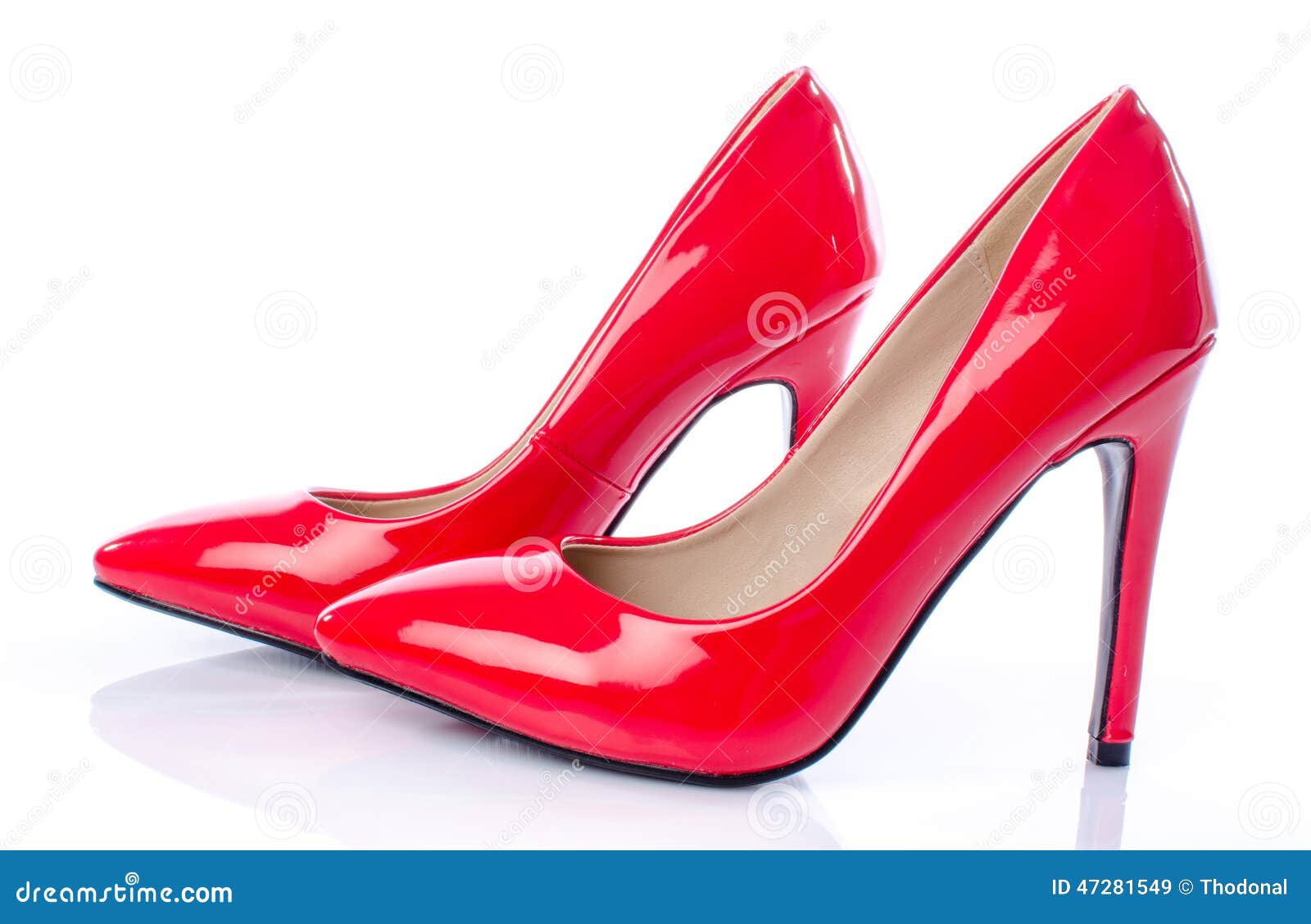 Red shoes with high heels stock image. Image of pair - 47281549
