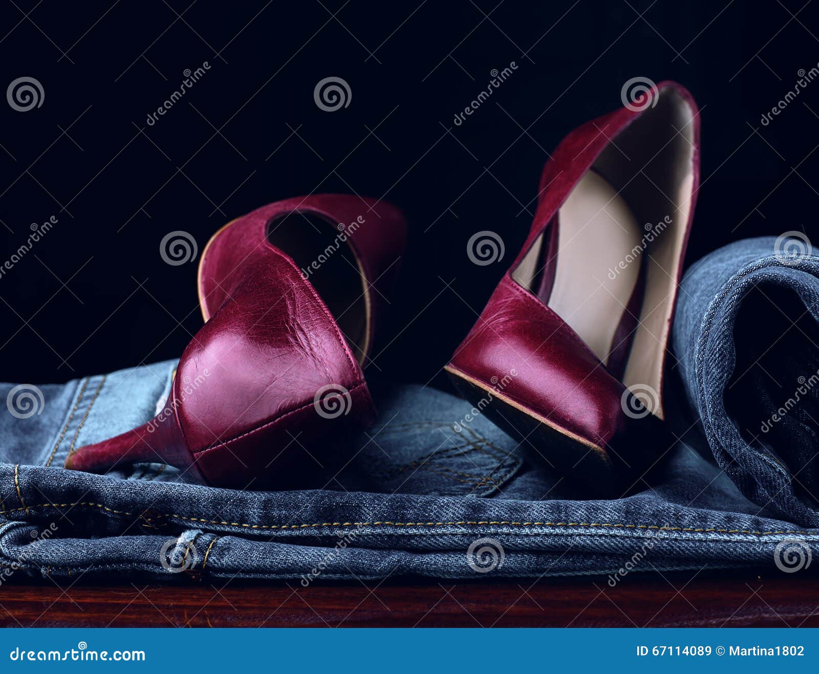 Red shoes and jeans stock image. Image of background - 67114089