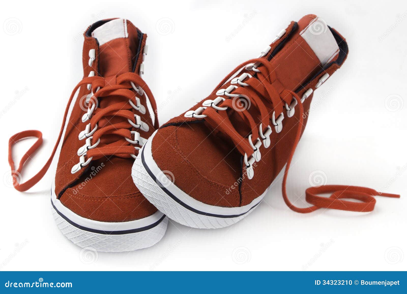 Red Shoes on White Background Stock Photo - Image of boots, shoes: 34323210