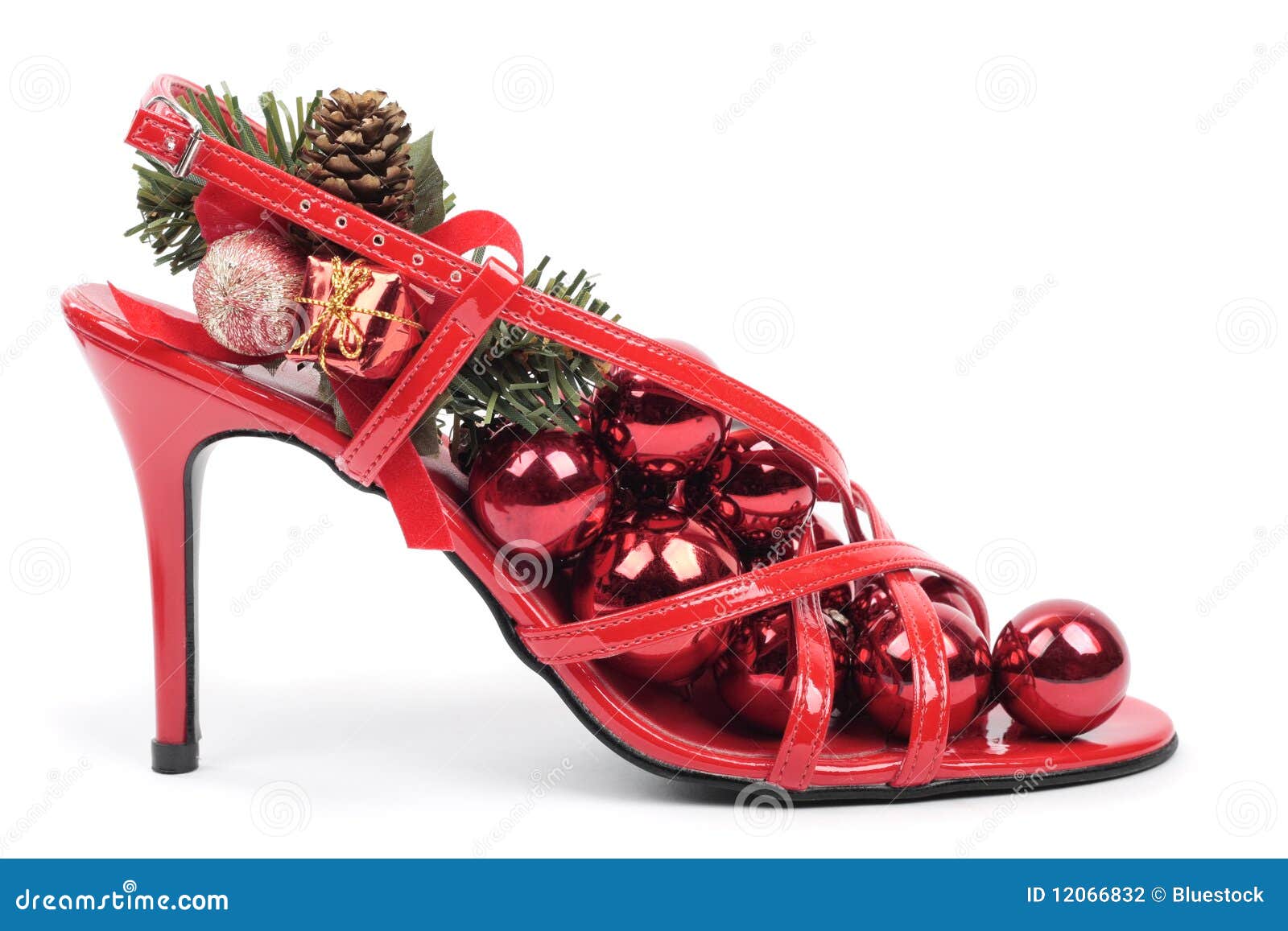 Red Shoes with Xmas Decorations Stock Photo - Image of pink ...