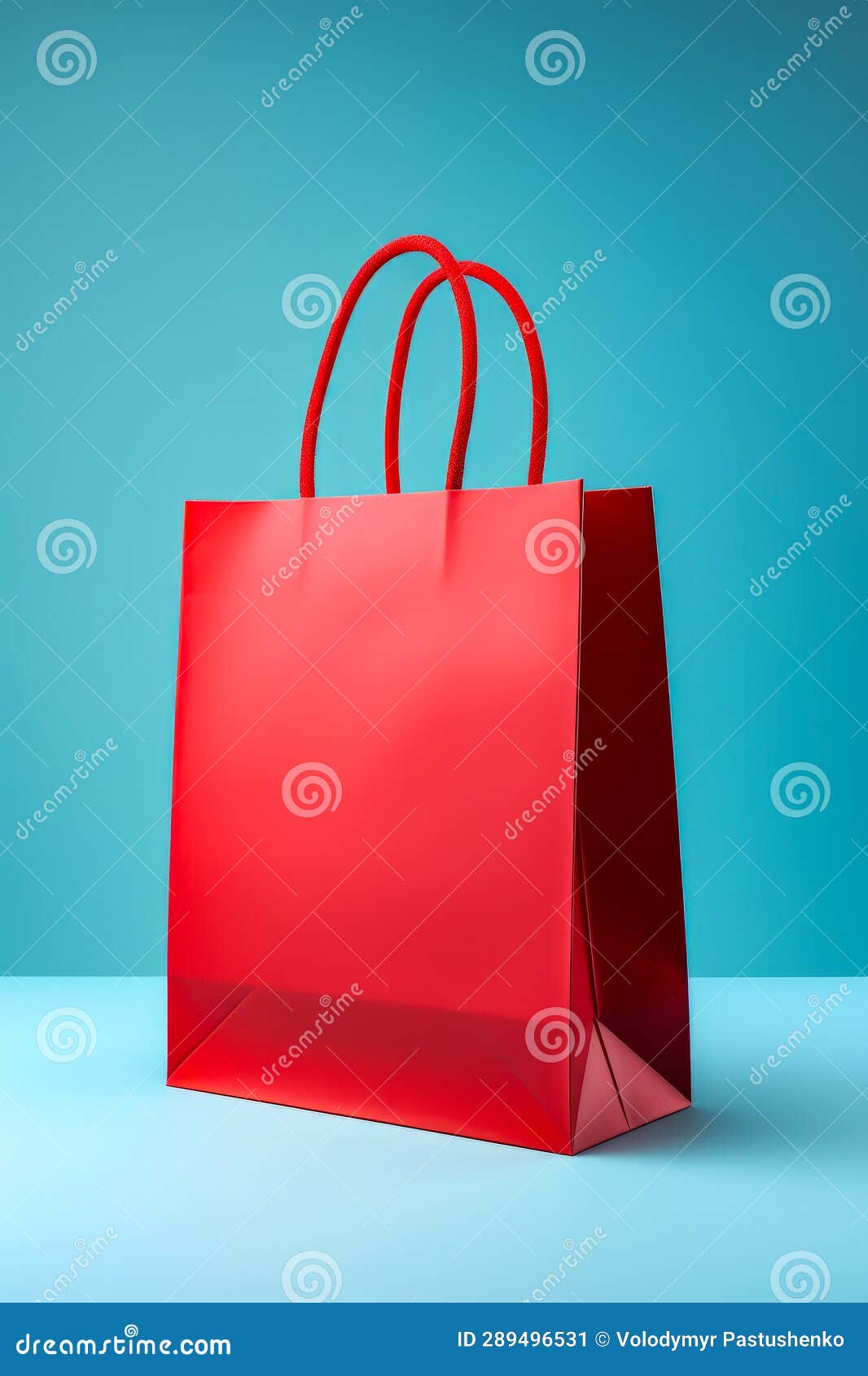 Red Shopping Bag on Blue Background with Blue Background. Generative AI ...