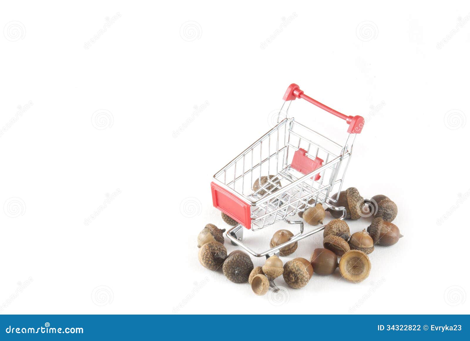A Red Shopping Cart and Acorns. Stock Photo - Image of maple, copyspace ...
