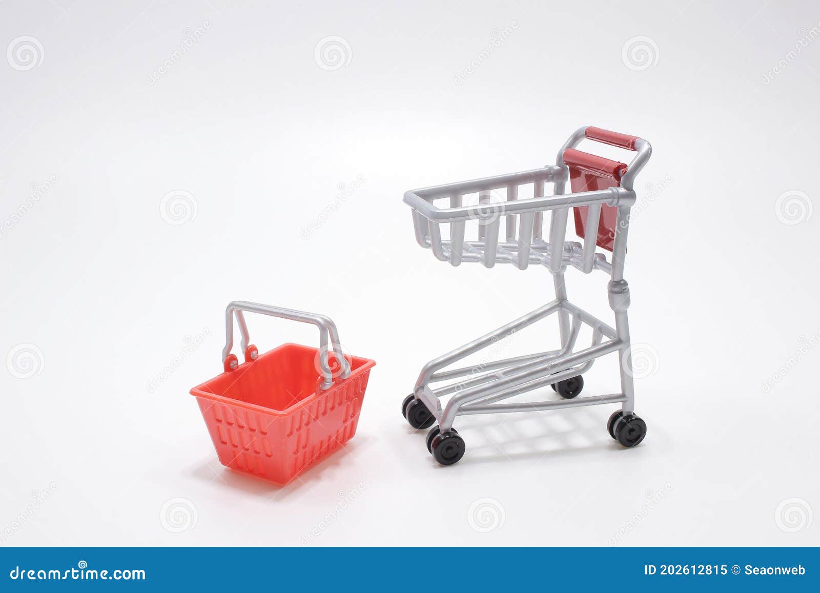 A Red Shopping Cart Isolated on White Back Ground Stock Image - Image ...