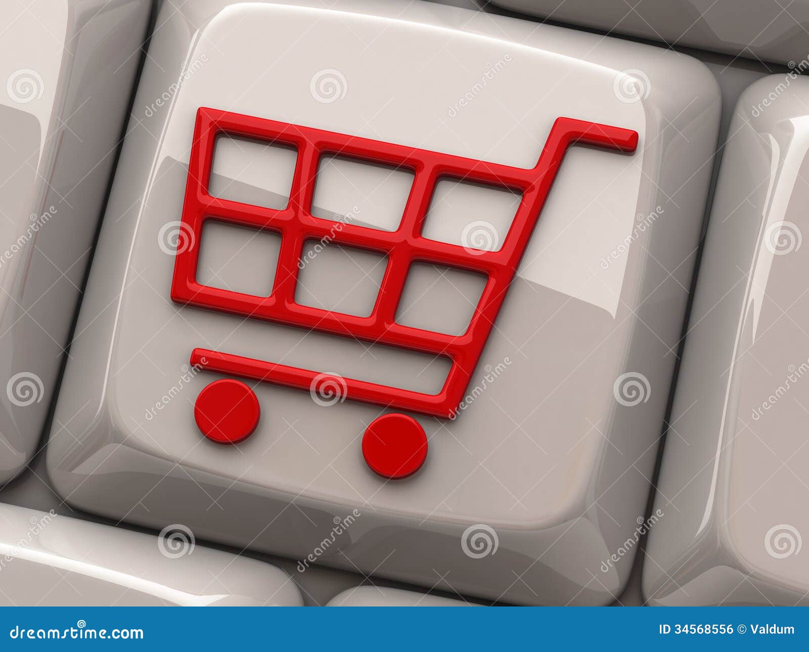 Red Shopping Cart Symbol on Computer Key Stock Illustration ...