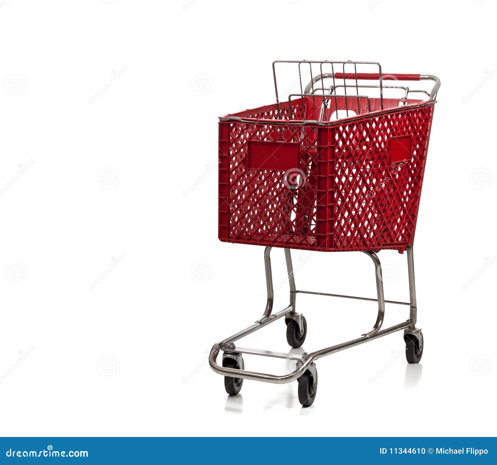 Red shopping cart on white stock photo. Image of wheels - 11344610