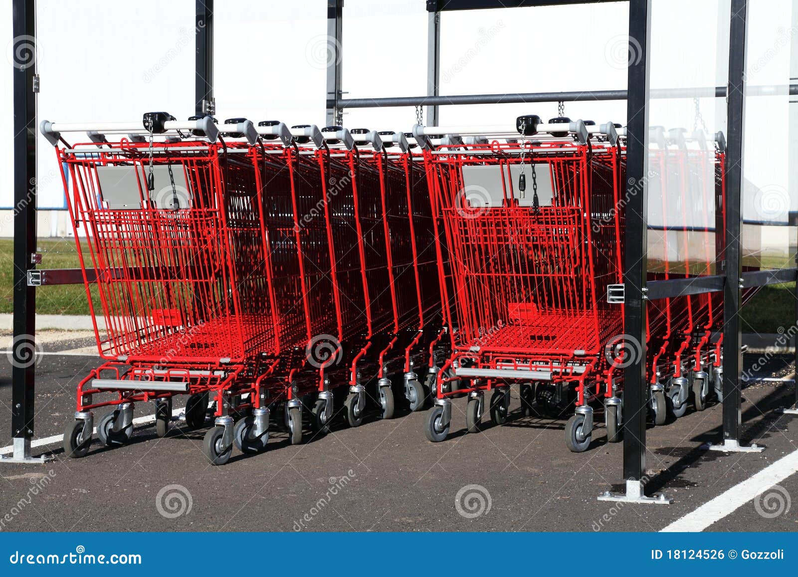 Red Shopping Trolleys Outdoors Stock Photo - Image of empty, retailer ...
