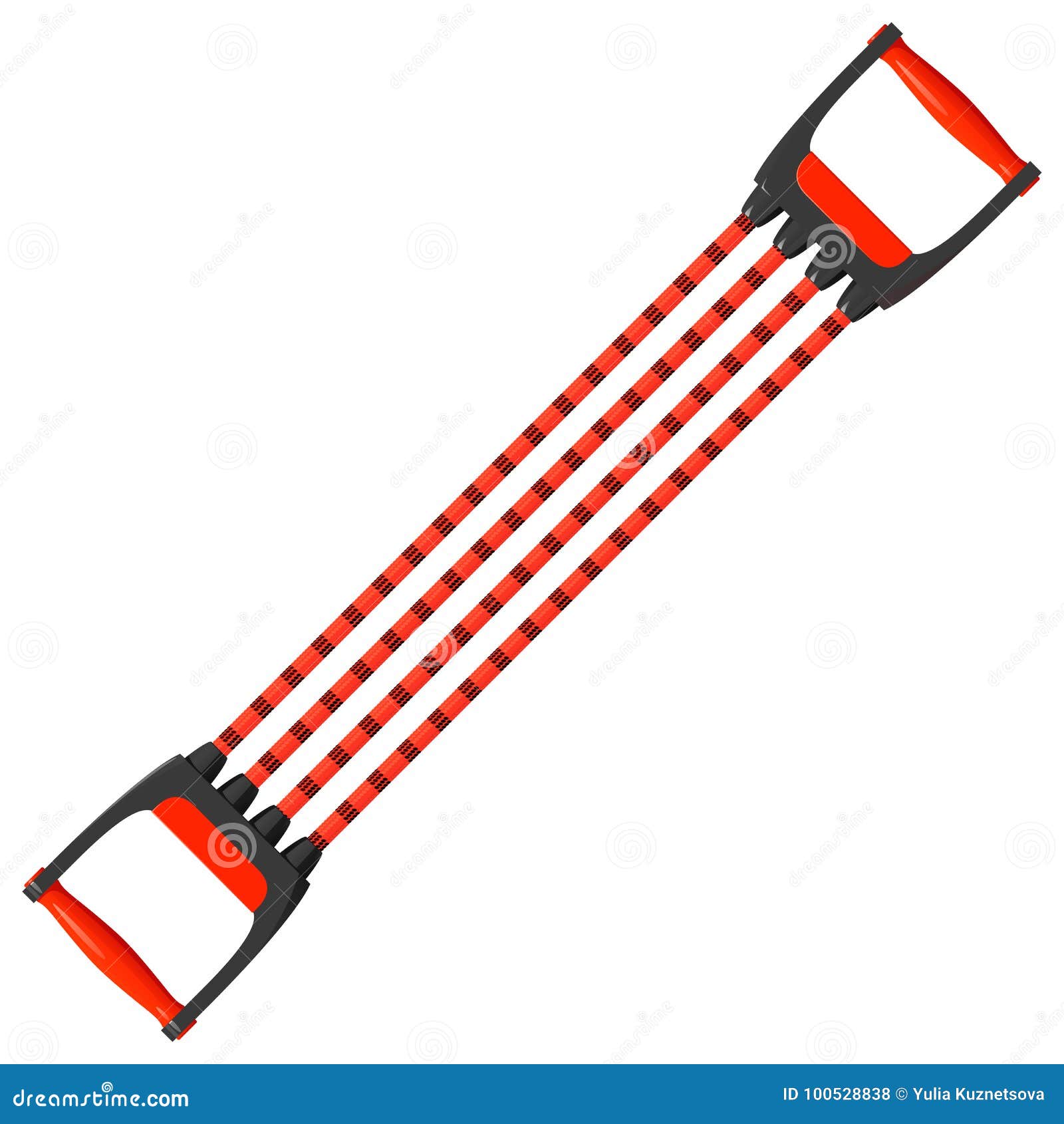 Red Shoulder Expander with Plastic Handles and Rubberized Cords in a ...