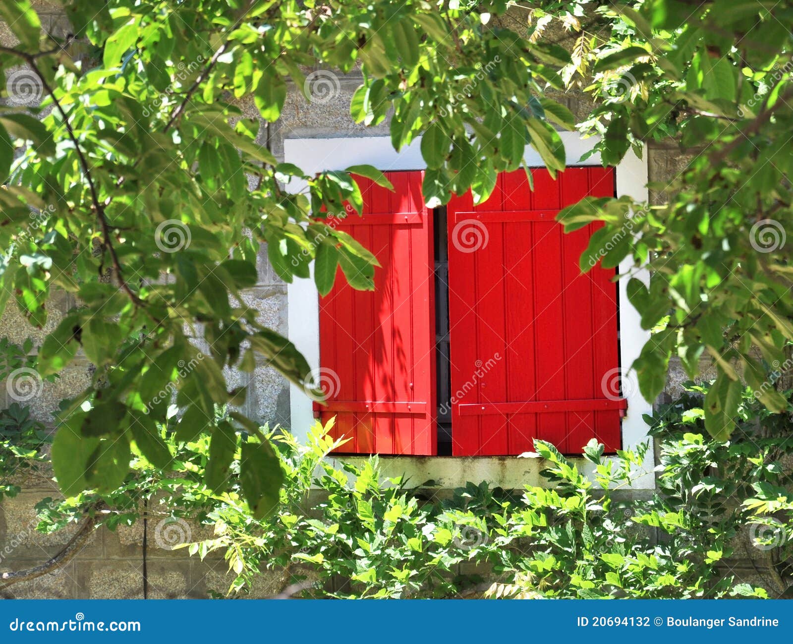 Red shutters stock photo. Image of protection, green - 20694132