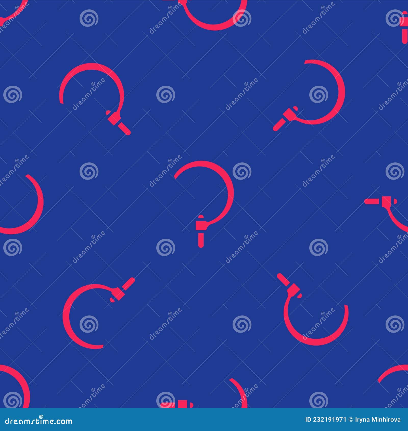 Red Sickle Icon Isolated Seamless Pattern on Blue Background. Reaping ...