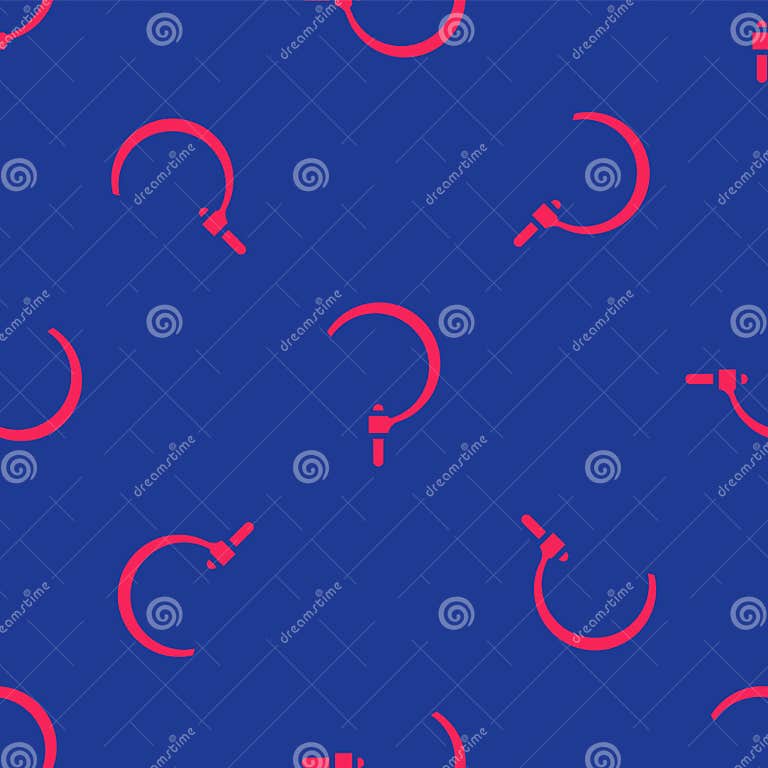 Red Sickle Icon Isolated Seamless Pattern on Blue Background. Reaping ...