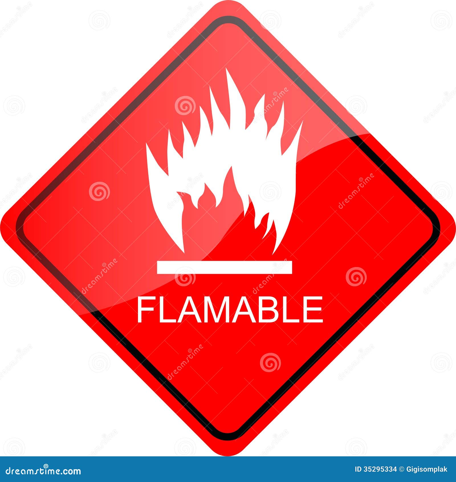 Red sign Flammable stock vector. Illustration of flame - 35295334