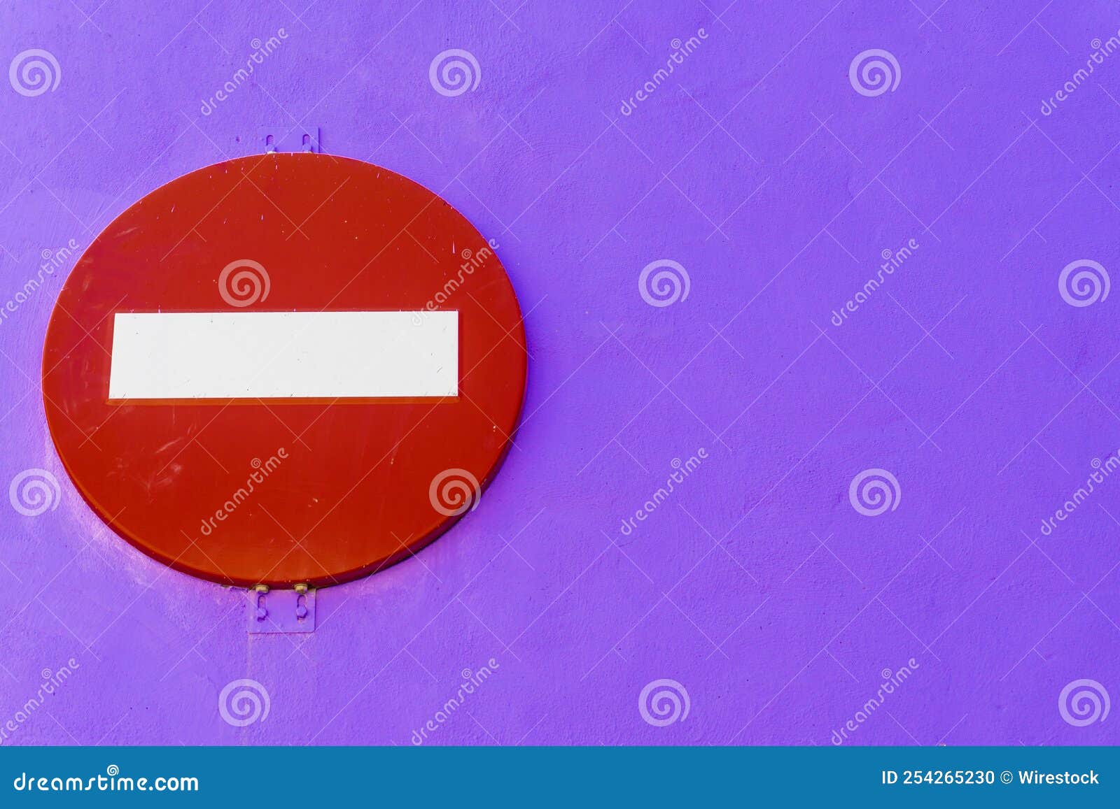 Red Sign of No Entry on Purple Surface with Copy Space Stock ...