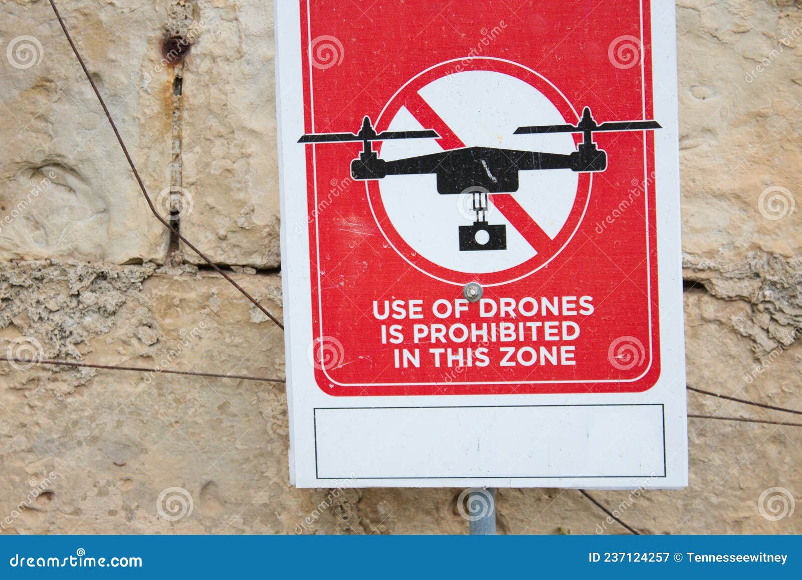 A Red Sign that Reads `Use of Drones is Prohibited in this Zone` Stock ...