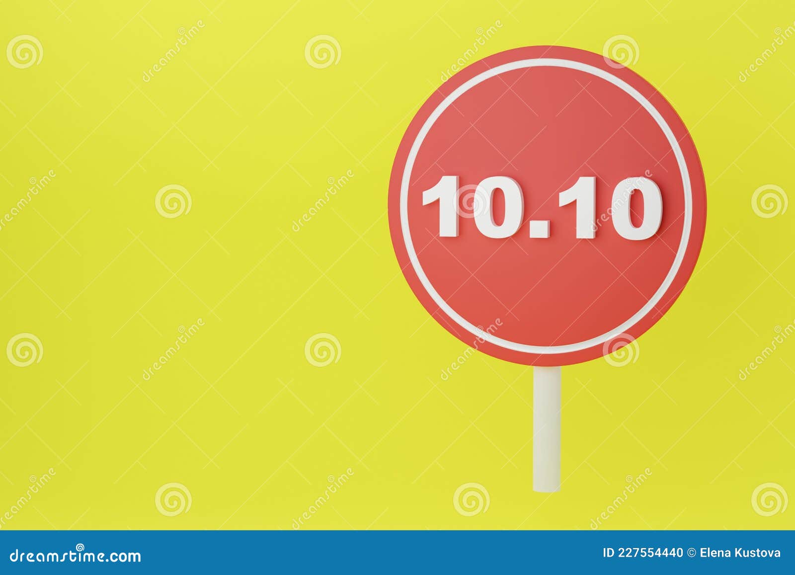 Red Sign 10.10 on a Yellow Background. 3d Render Stock Illustration ...