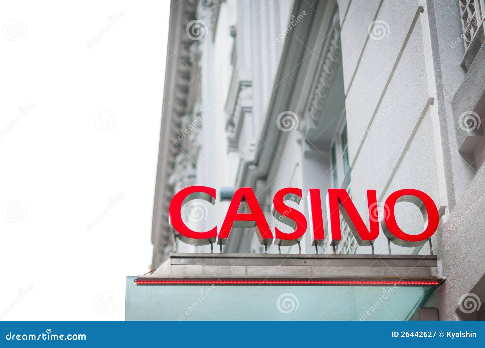 Red Signboard of Casino on Old White Building. Stock Image - Image of ...