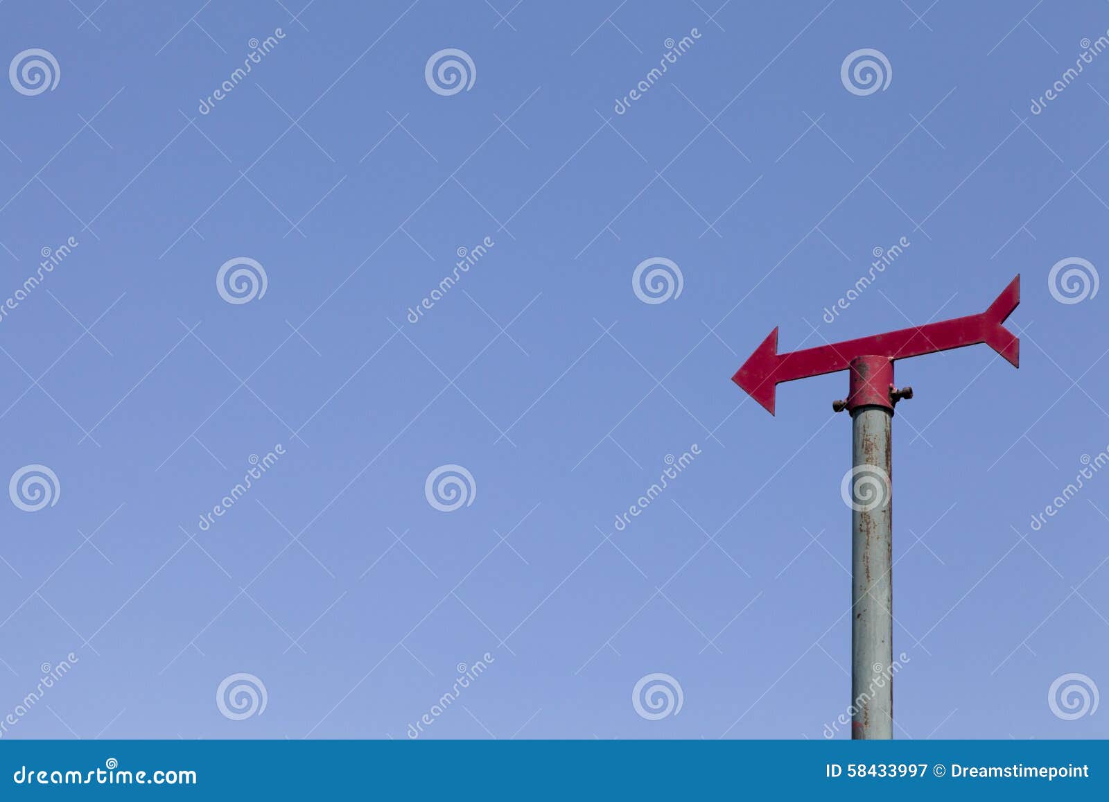 Red Signpost Against Clear Blue Sky Stock Image - Image of space ...